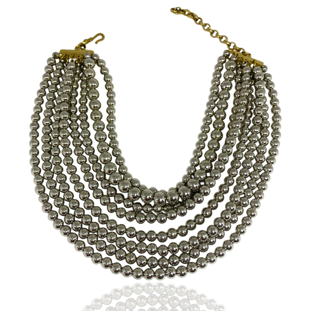 COLAR BOLINHAS PRATAS - Parcele em até 4x sem juros