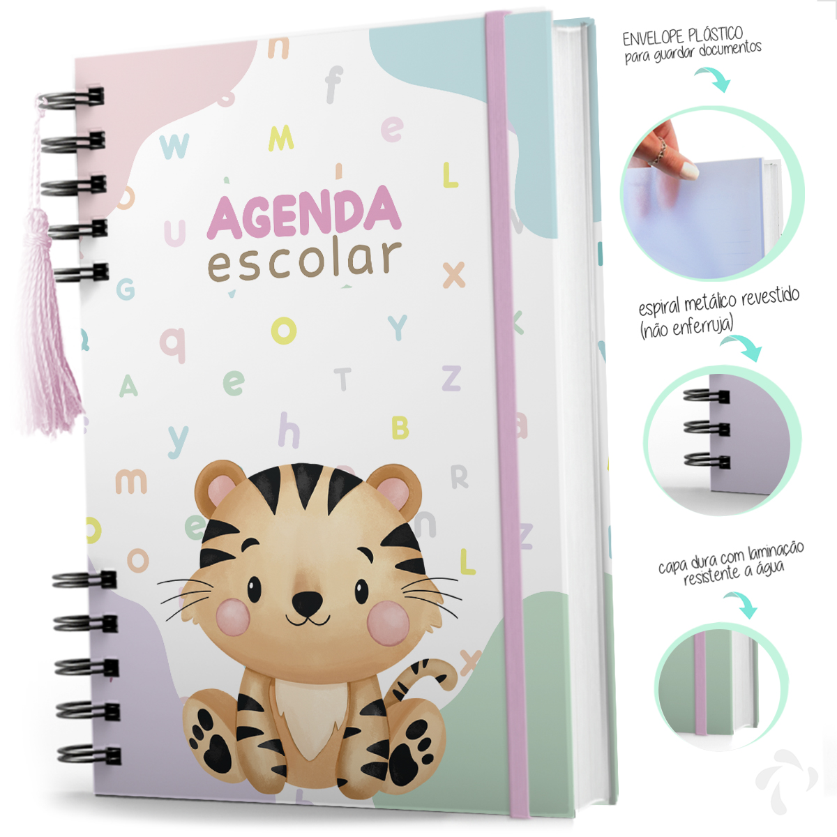Agenda Creche Infantil Capa Dura Cuidado Diário Menina Tigre - Nisti ...