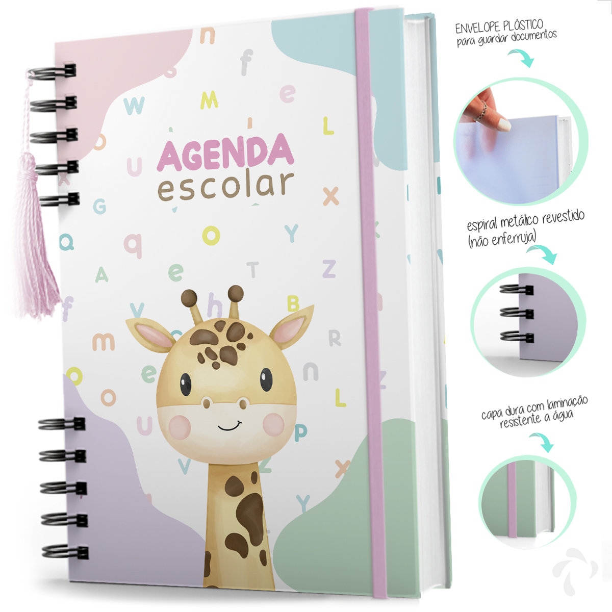 Agenda Creche Infantil Capa Dura Minha Rotina Menina Girafa - Nisti ...