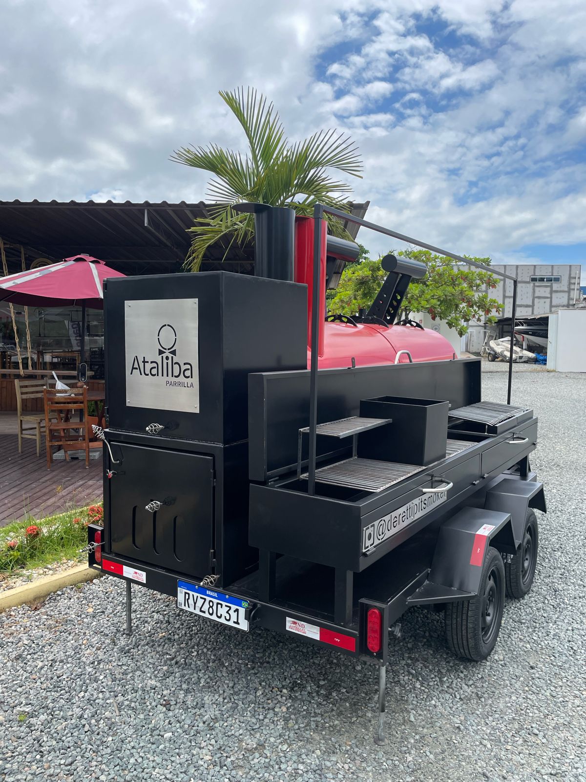 Carretinha 32" Gran Pan-americana - Pit Smoker, Parrilla, Varal e Forno ...