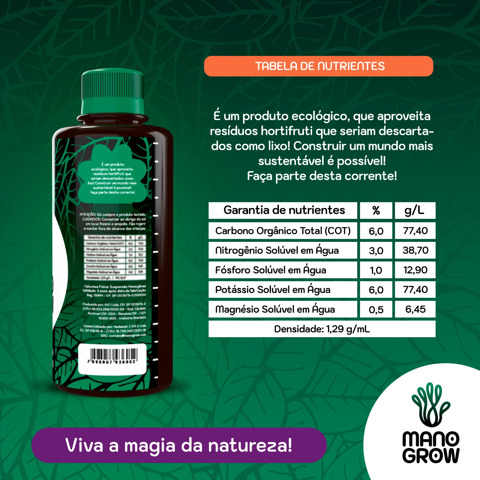 Kit Trio Mano Grow 300mL - Mano Grow - Fertilizante Orgânico e Mineral