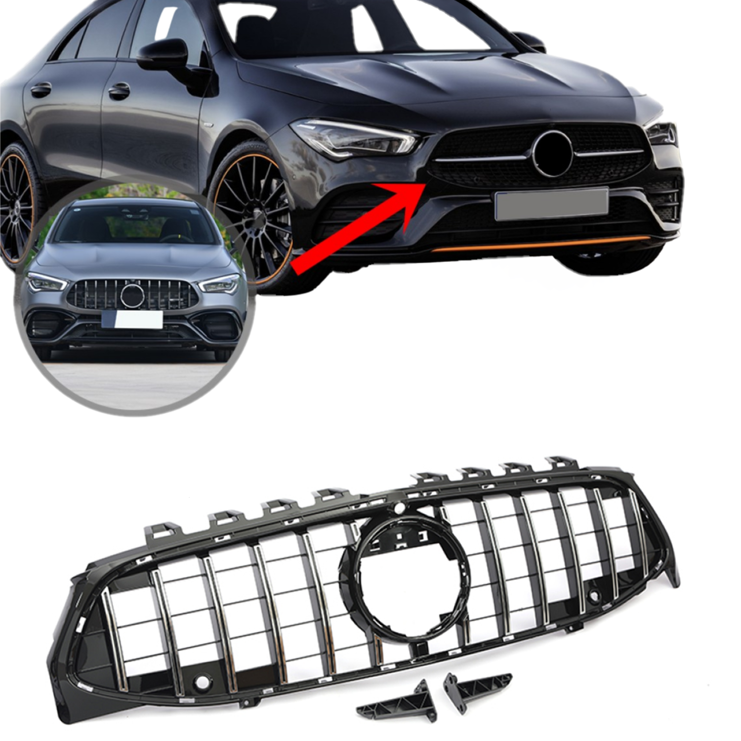 Grade Frontal Mercedes CLA W118 AMG Black Piano e Cromado GT - Veon ...