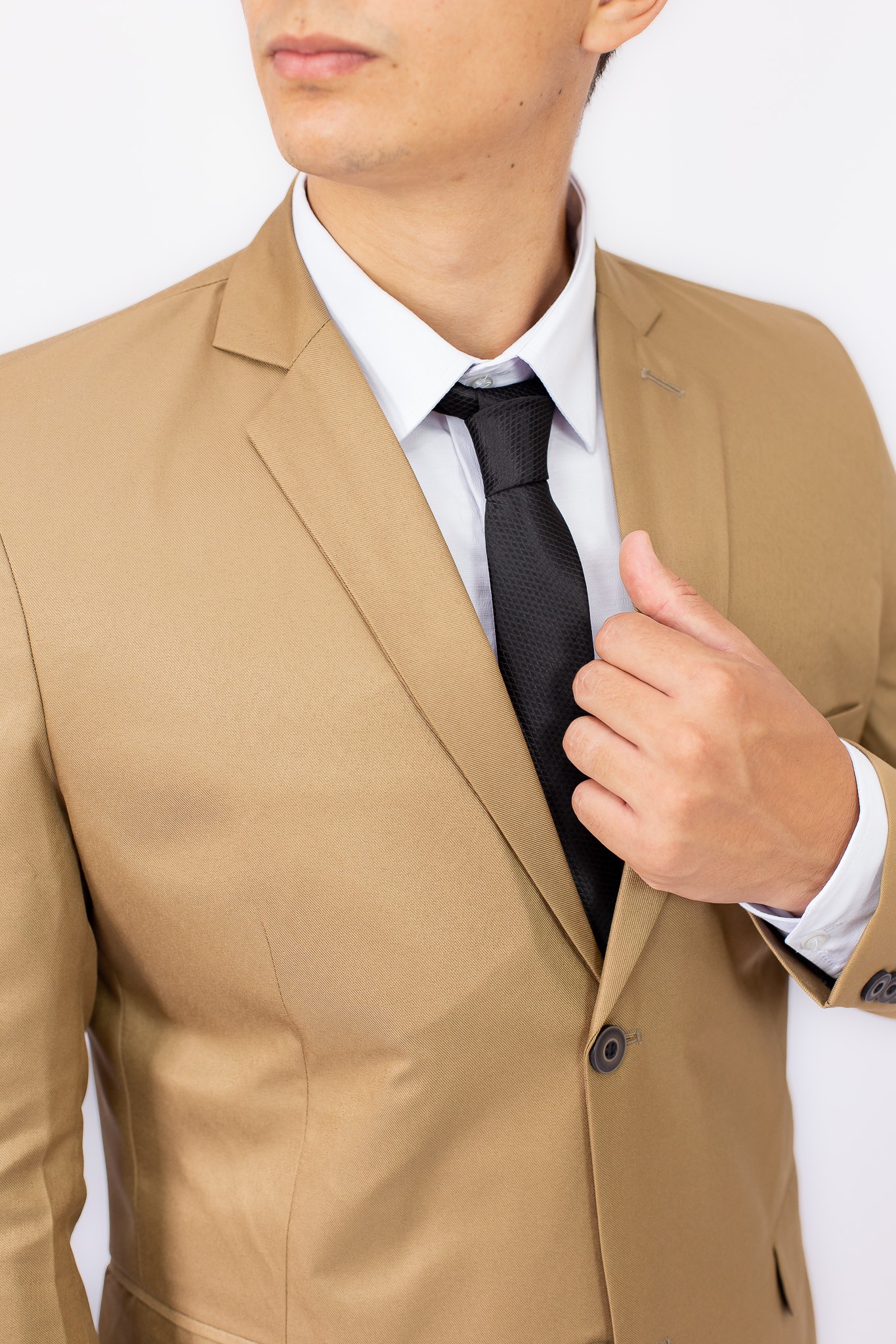 Terno Slim Poliviscose Cor Cáqui - Dom Victor Moda Masculina