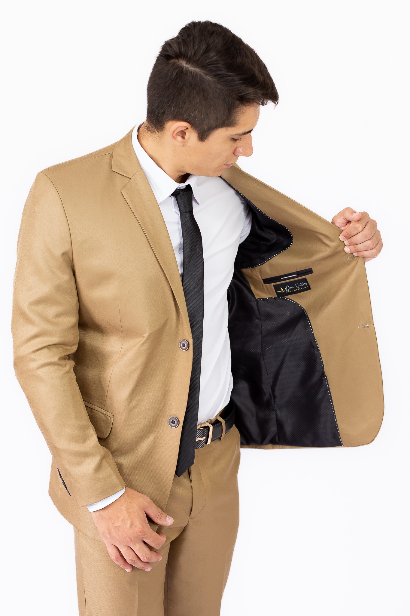 Terno Slim Poliviscose Cor Cáqui - Dom Victor Moda Masculina