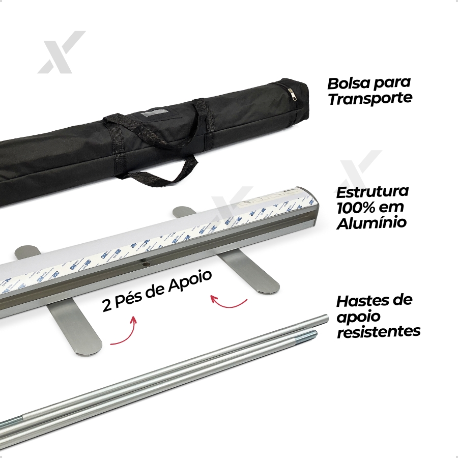 Porta Banner Roll-up Suporte Banner Estrutura 80x200cm - FIXCOM ...