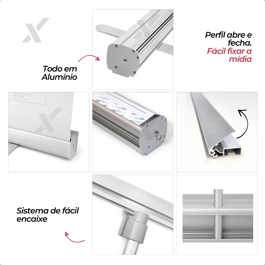 Porta Banner Roll-up Suporte Banner Estrutura 80x200cm - FIXCOM | Distribuidora de Produtos para ...
