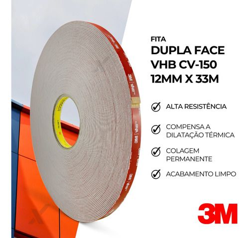 Fita Dupla Face Cinza Vhb Cv-150 3m 12mm X 33m Para Acm - FIXCOM | Distribuidora de Produtos ...