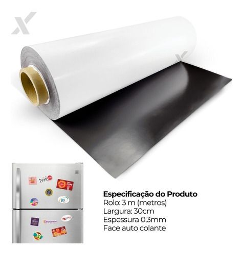 Manta Imantada Adesivada 0,3mm Imã Rolo 1 Metro X 62cm - FIXCOM ...