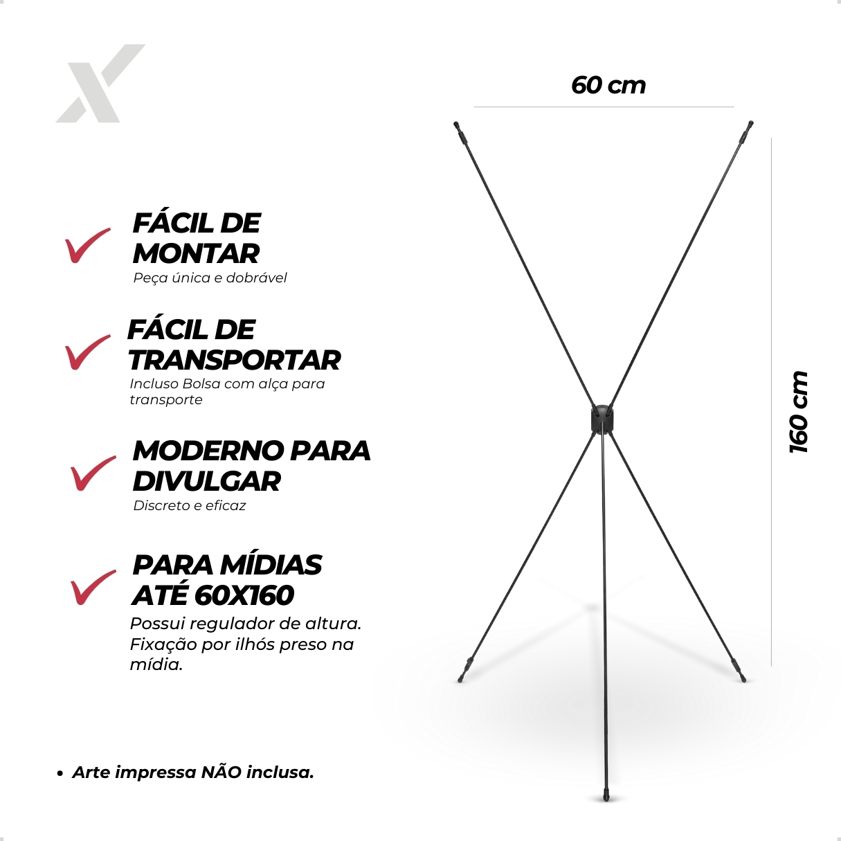 Porta Banner X 60x160cm Estrutura Suporte para Lona - FIXCOM | Distribuidora de Produtos para ...