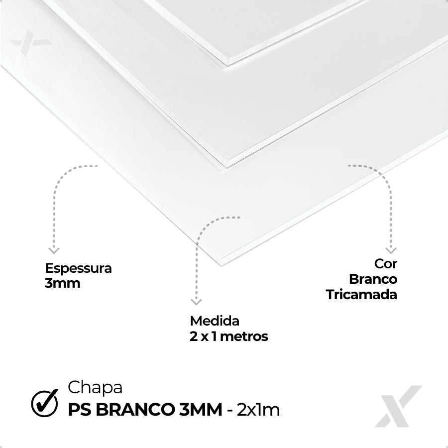 Chapa Ps Branco Placa Poliestireno Plástico 2x1 Metros - 3mm - FIXCOM ...