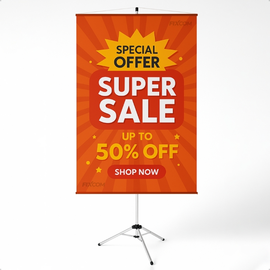 Porta Banner 2.15m Pedestal Tripé Suporte Alumínio Retrátil - FIXCOM ...