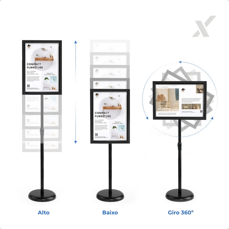 Pedestal Porta Folha A4 Display Expositor Regulável 1,25m - FIXCOM ...