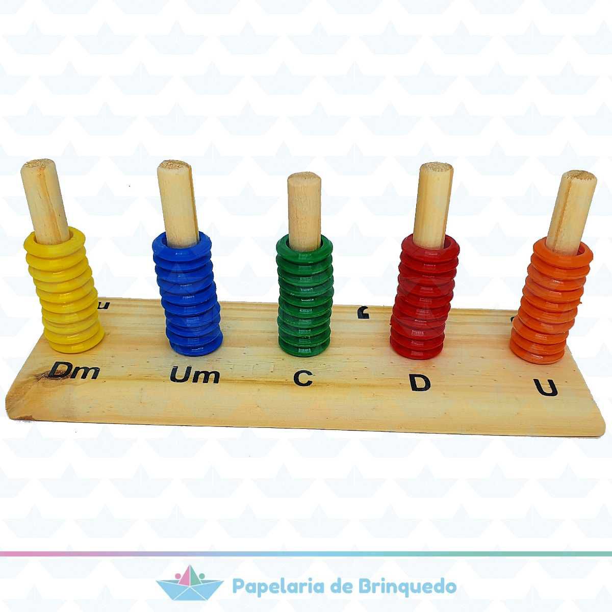 Ábaco Aberto Madeira 50 Argolas MMP Escolar pedagógico - Papelaria de Brinquedo - Brinquedo ...