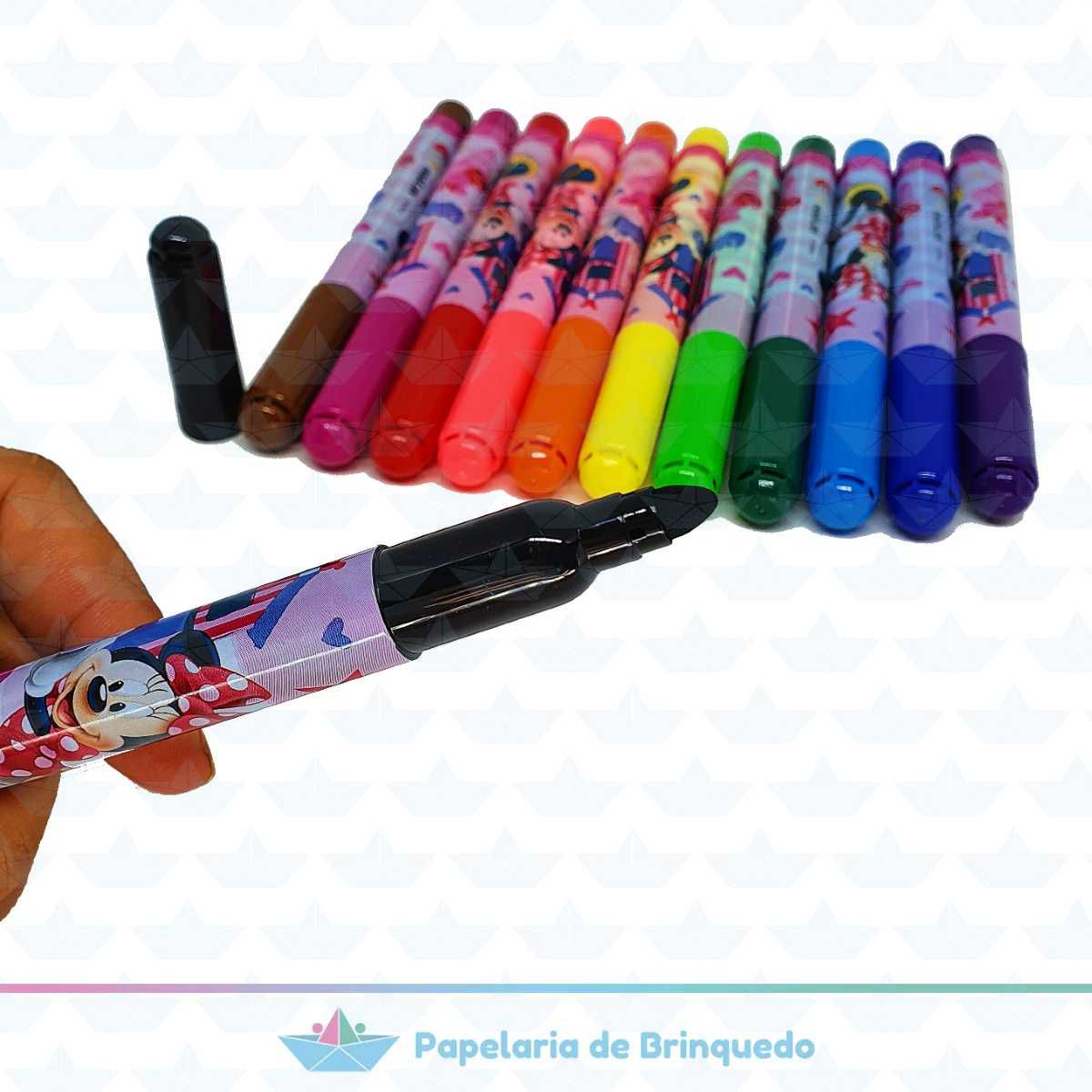 Canetinha Infantil Hidrocor Jumbo Minnie 12 Cores Molin - Papelaria de Brinquedo - Brinquedo ...