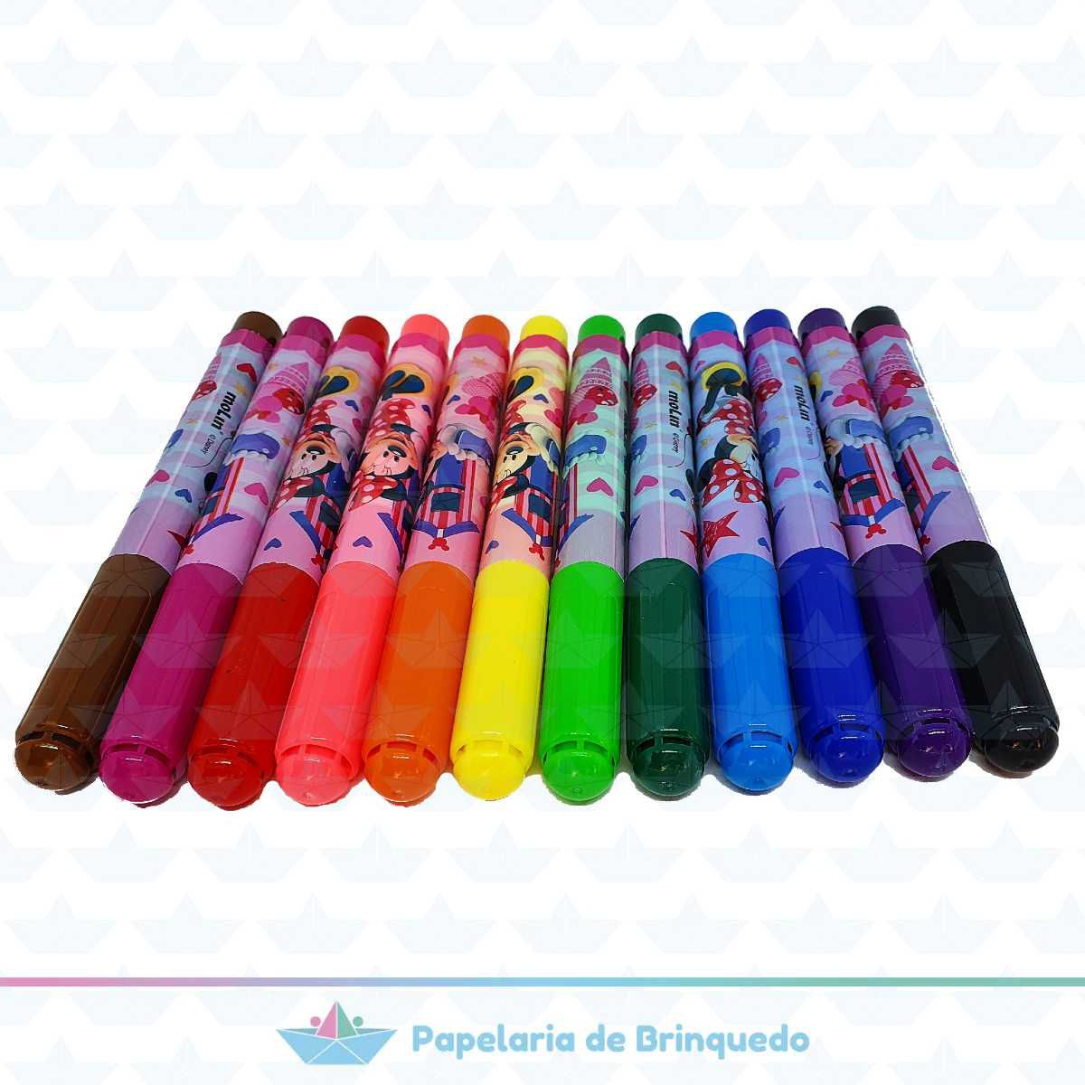 Canetinha Infantil Hidrocor Jumbo Minnie 12 Cores Molin - Papelaria de Brinquedo - Brinquedo ...