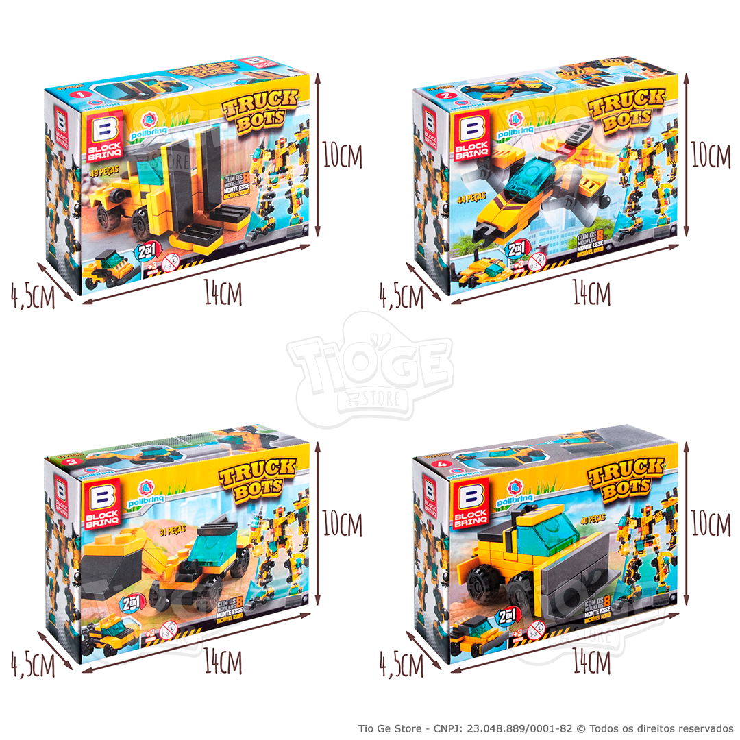 Kit Completo Truck Bots Robô Transformers 8 Caixas Blocos de Montar e ...