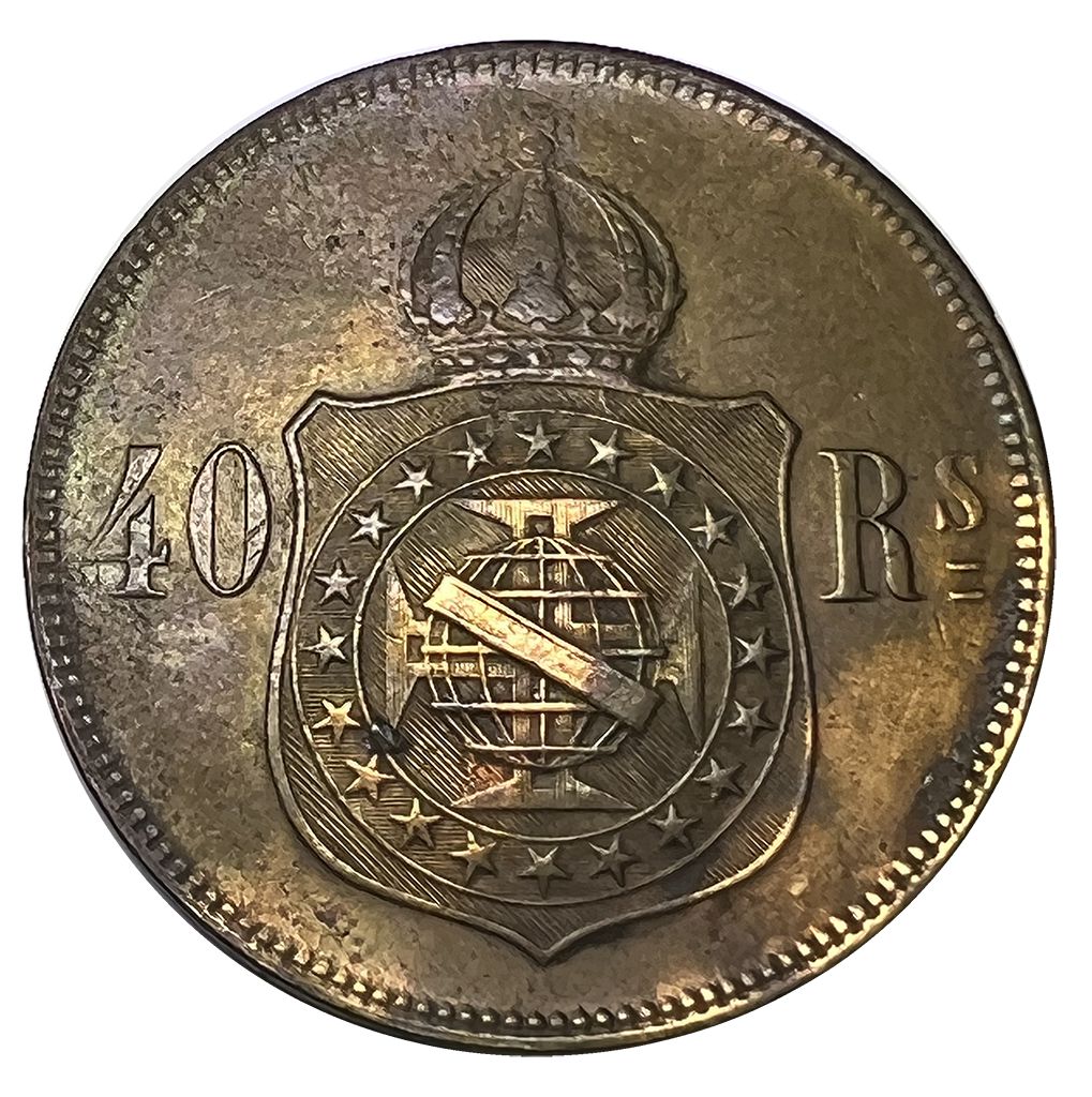Numismática. Moeda de Bronze do Brasil 40 Réis 1874 - D. Pedro II ...