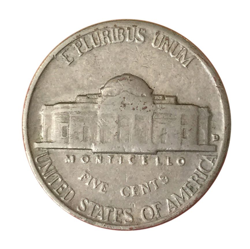 Numismática. Moeda de Cuproníquel dos Estados Unidos Five Cents 1960 D - Jefferson Nickel ...