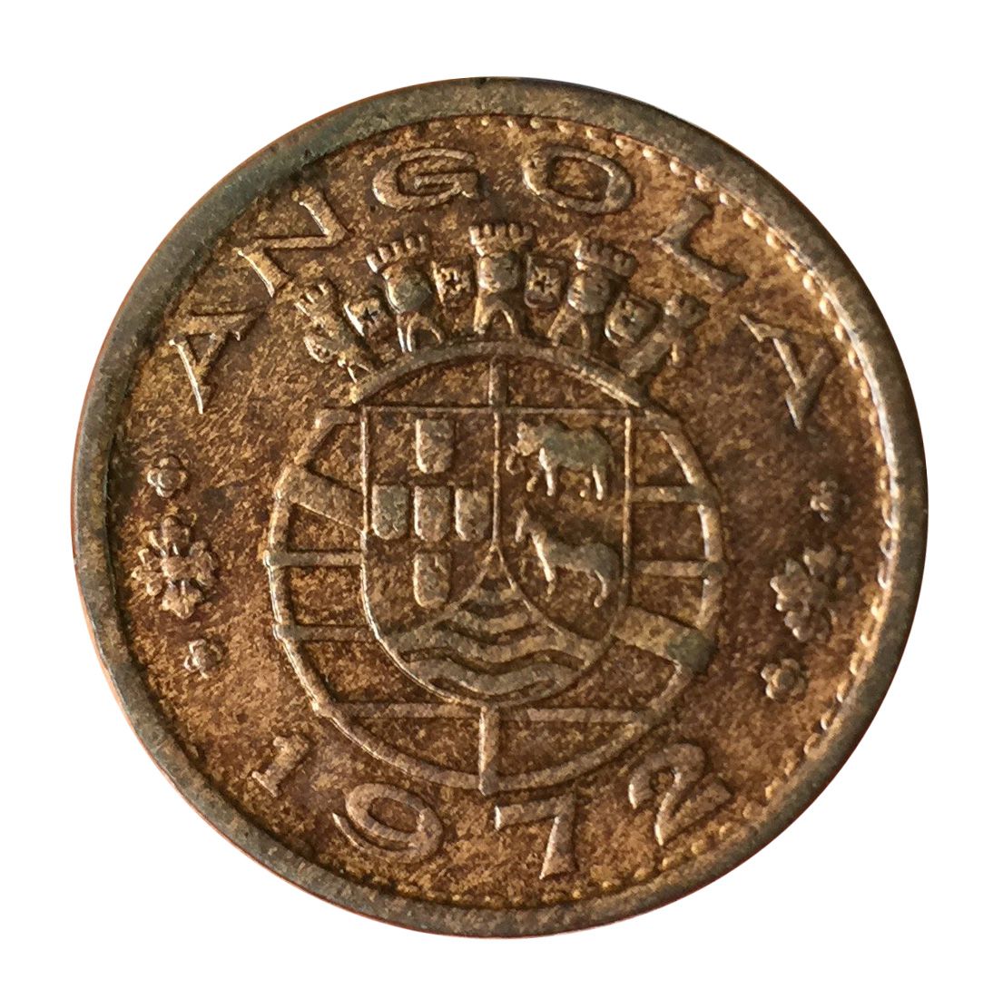 Numismática. Moeda de Bronze da Angola 1 Escudo 1972 - Numismática ...