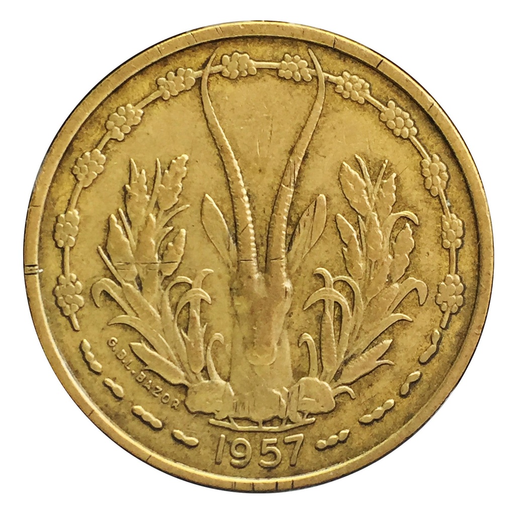 Moeda Antiga do Togo 25 Francs 1957 - Numismática Trato Feito - cédulas e moedas