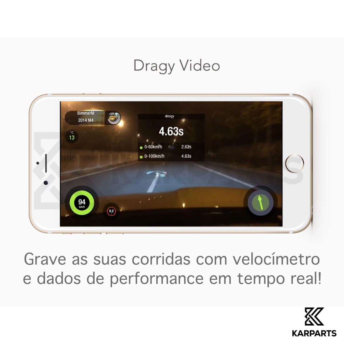 Dragy V2 Medidor 100-200km/h GPS Velocidade Tempo Bluetooth 5.0 0-100km/h 402m - KARPARTS
