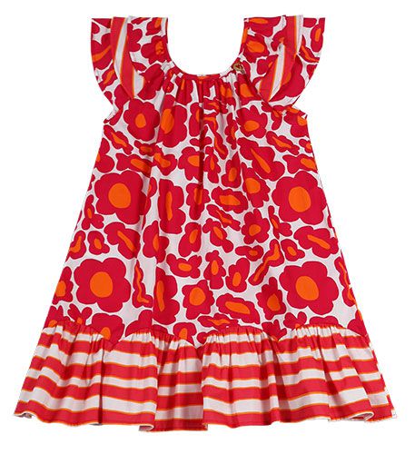 VESTIDO MIX DE ESTAMPA NUVEM DE FLORES E LISTRAS COMPOSÊ - Precoce VESTIDO MIX DE ESTAMPA NUVEM DE FLORES E LISTRAS COMPOSÊ - Precoce