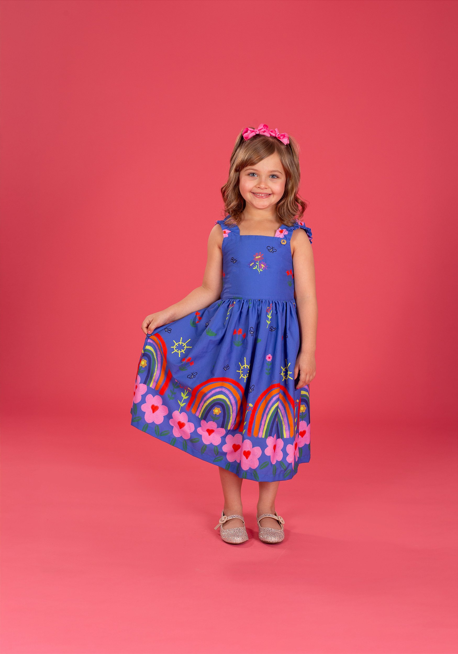 VESTIDO BARRADO DESENHO GIZ DE CERA - Precoce