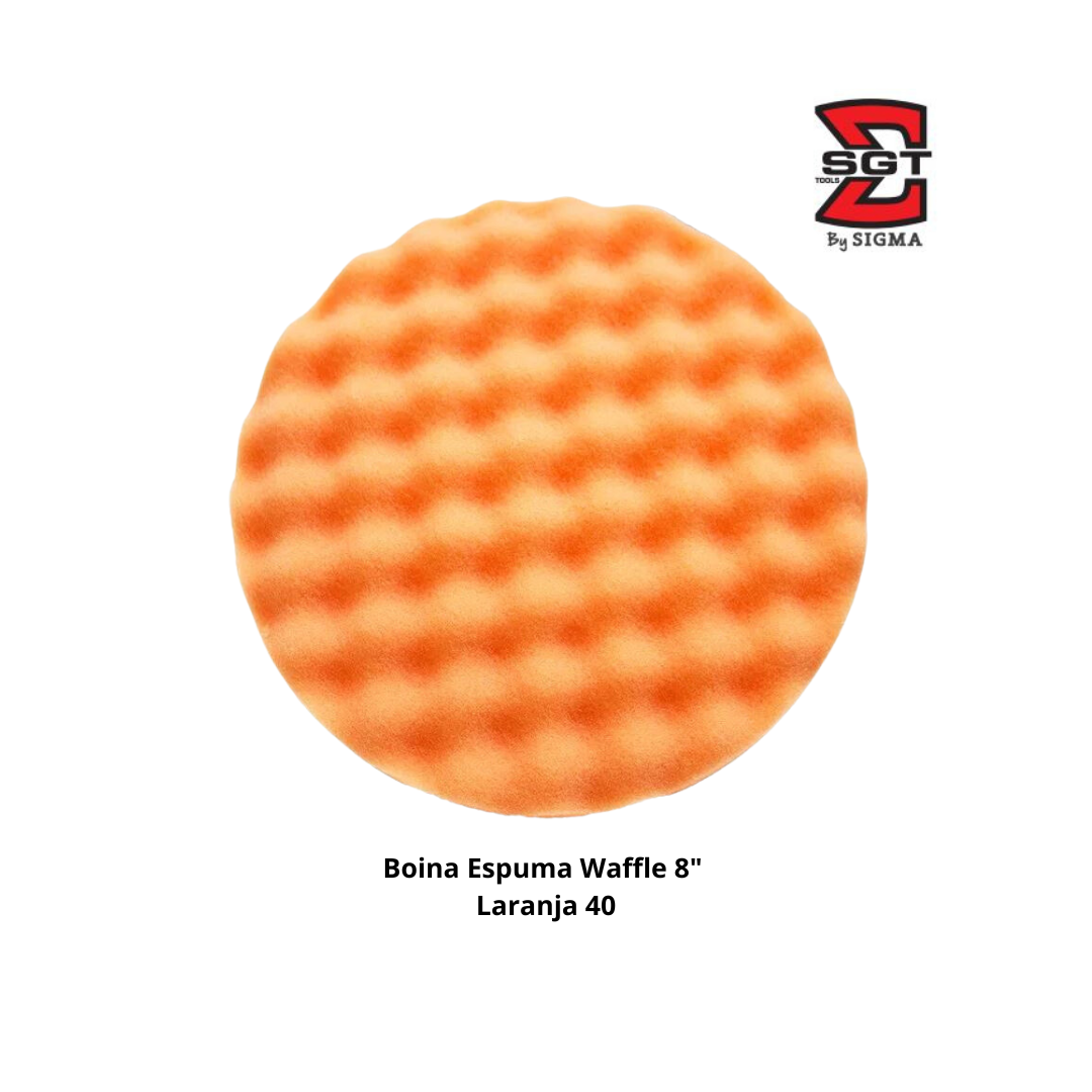 BOINA ESPUMA WAFFLE 8" LARANJA 40 NORMAL MACIA PARA VELCRO SIGMA TOOLS ...