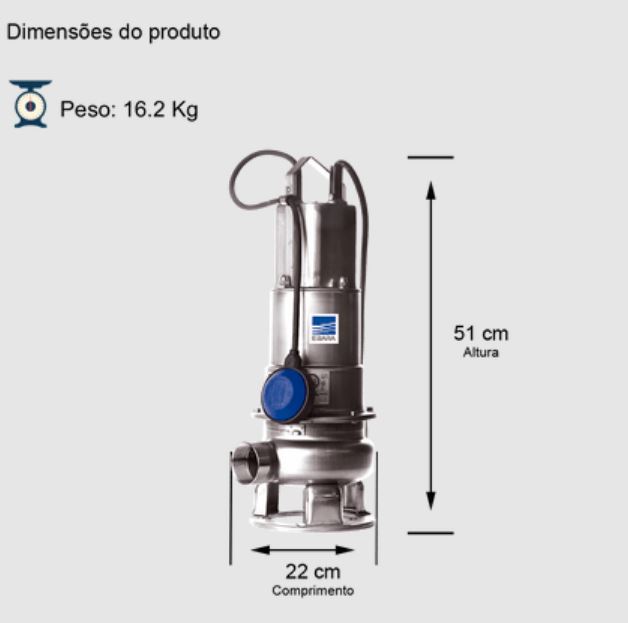 Bomba Submersível Dw Vox M 756 a 0,75cv Ørotor 75mm Monofásico Motor Ebara Ip68 115v - Loja ...