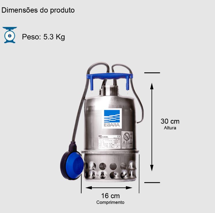 Bomba Submersível Best One Vox Ma 1/3 Cv Monofásico Motor Ebara Ip68 ...