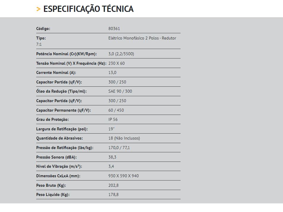 Politriz Eletrica Buffalo Bf 4800 19'' 3cv Monofasico 220v - Loja ...
