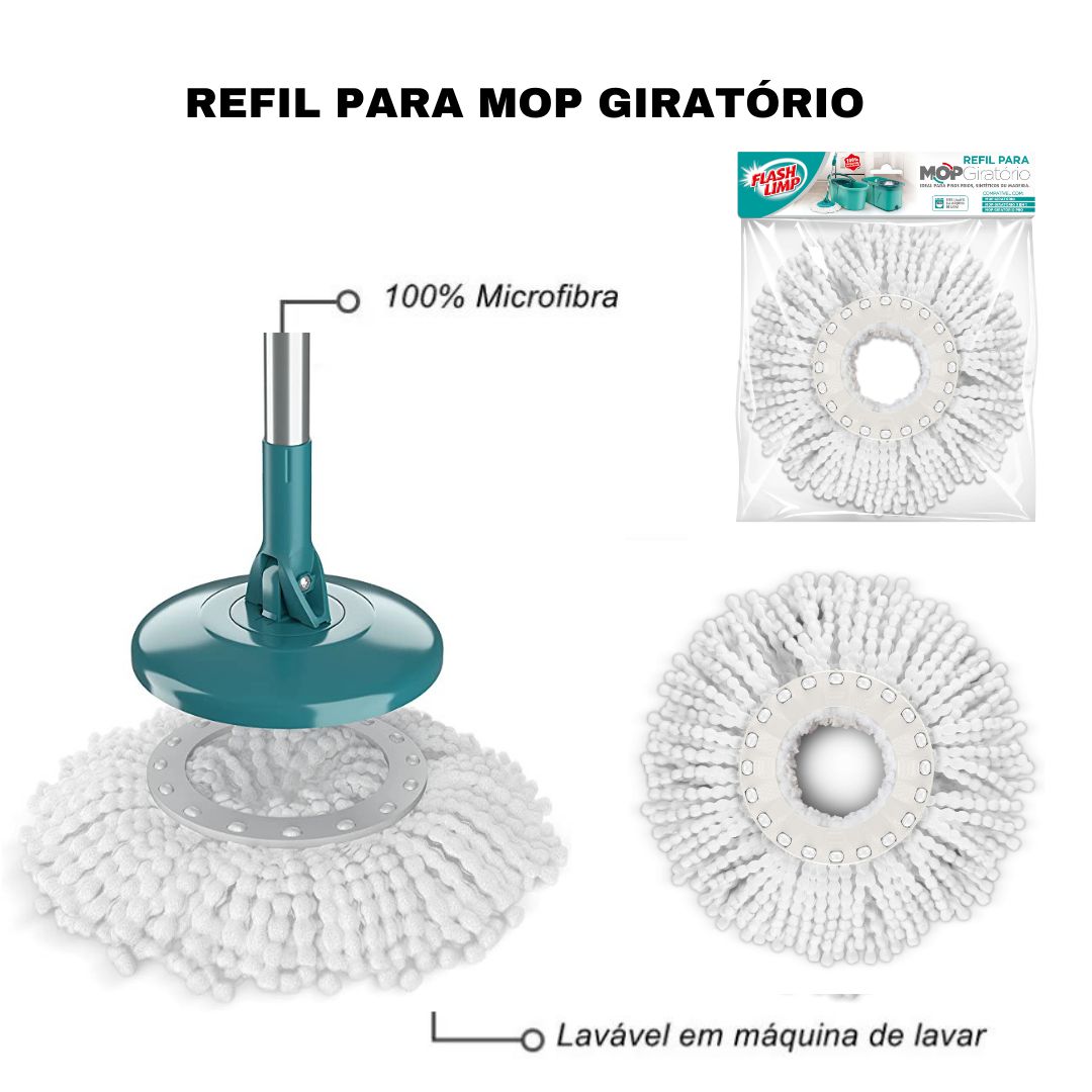 Refil Mop Giratorio Pro Flash Limp Microfibra Esfregão - Magazine Gerais