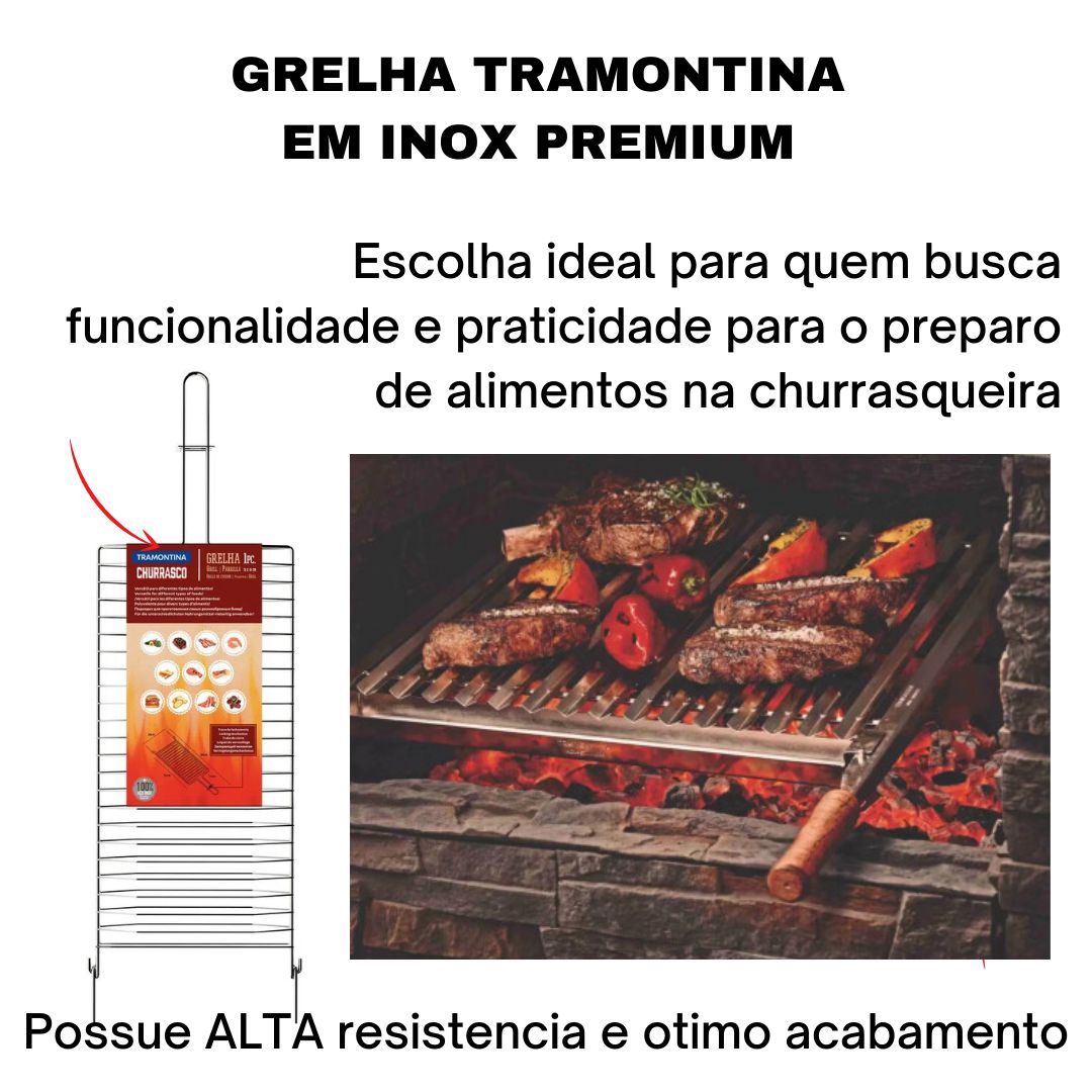 Grelha Dupla Aço Inox Churrasqueira Churrasco Tramontina 31x18 Abre e ...
