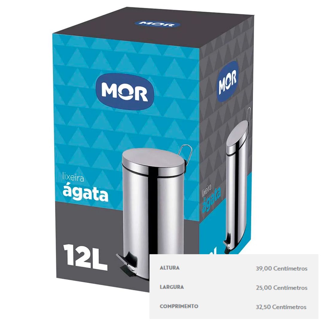 Kit 2 Lixeiras Cesto De Lixo Inox Banheiro Cozinha 12 e 20 Litros Pedal ...