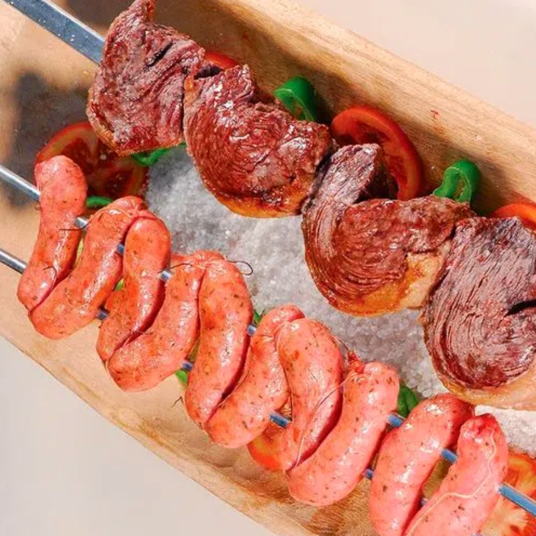 Espeto Duplo Para Churrasco Churrasqueira Aço 65cm Mor - Magazine Gerais