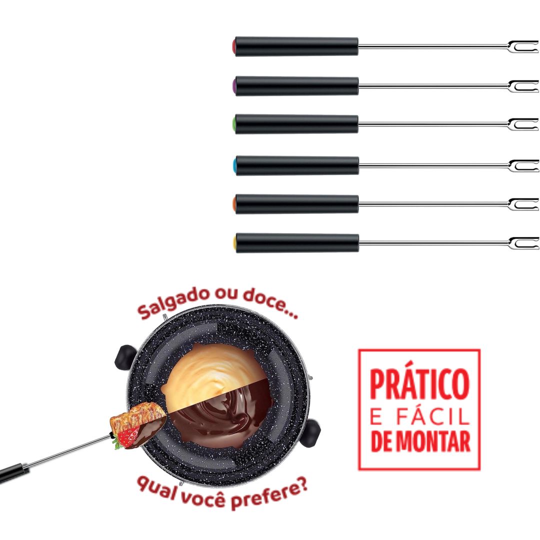 Panela Aparelho Fondue Conjunto Kit 10 Peças Porcelana Completo Médio ...