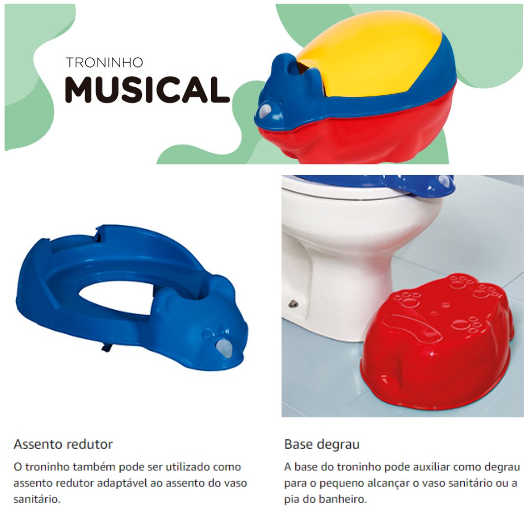 Troninho Musical Assento Redutor Pinico Penico Infantil 3 em 1 ...