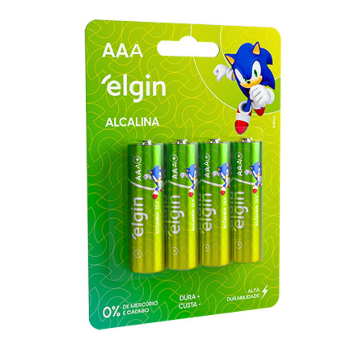 Pilha Alcalina AAA Palito Elgin Blister Cartela Com 4 Unidades Durável ...