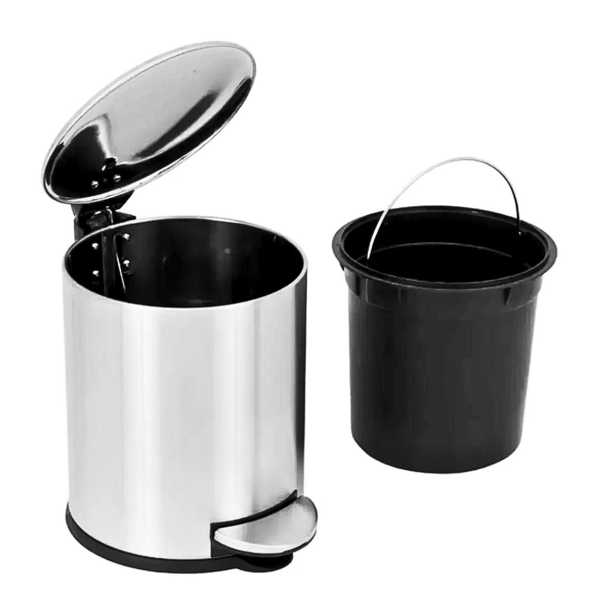 Kit 2 Lixeiras Cesto De Lixo Inox Banheiro Cozinha 5 Litros Pedal e ...