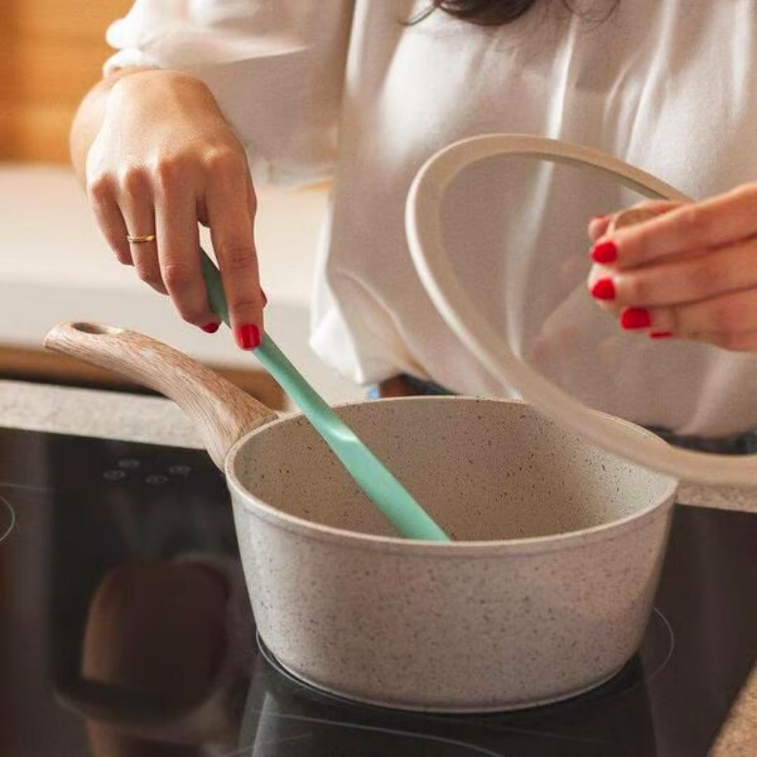 Jogo de Panelas Antiaderente Cerâmica Vanilla Cooktop Fogão Indução Kit ...