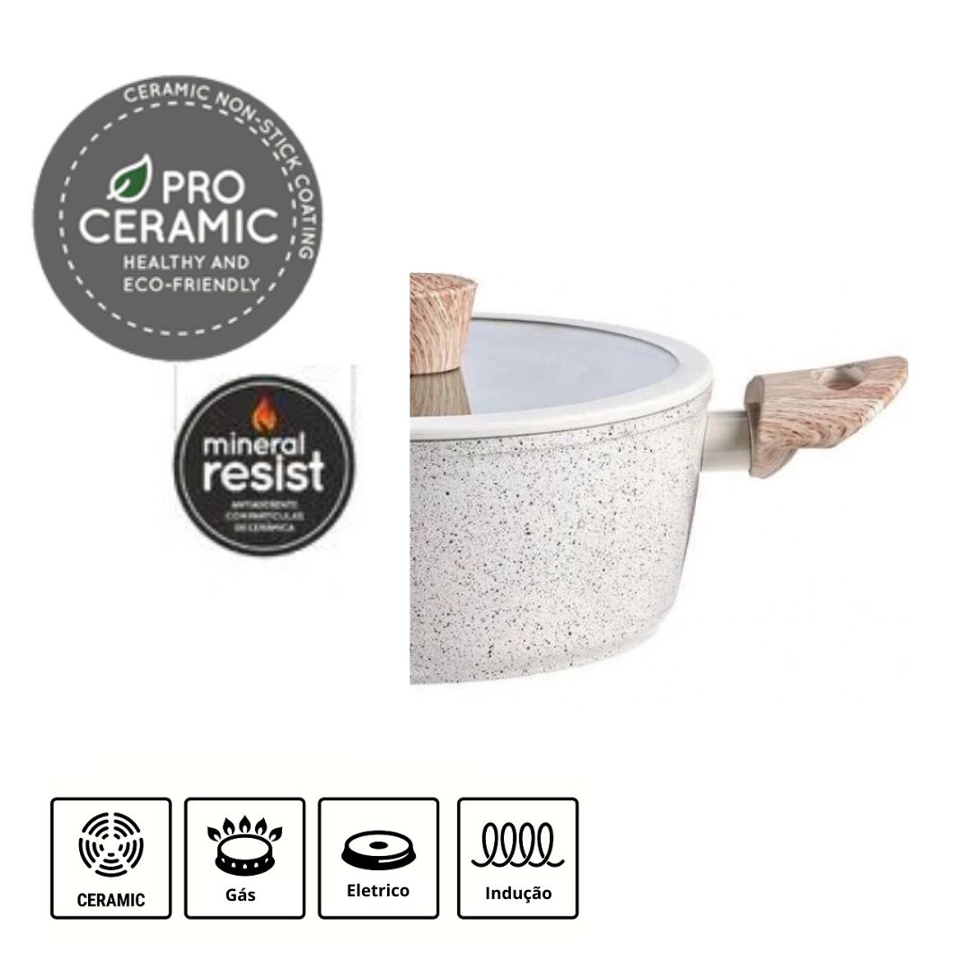 Jogo de Panelas Antiaderente Ceramica Vanilla Cooktop Fogão Indução Kit ...