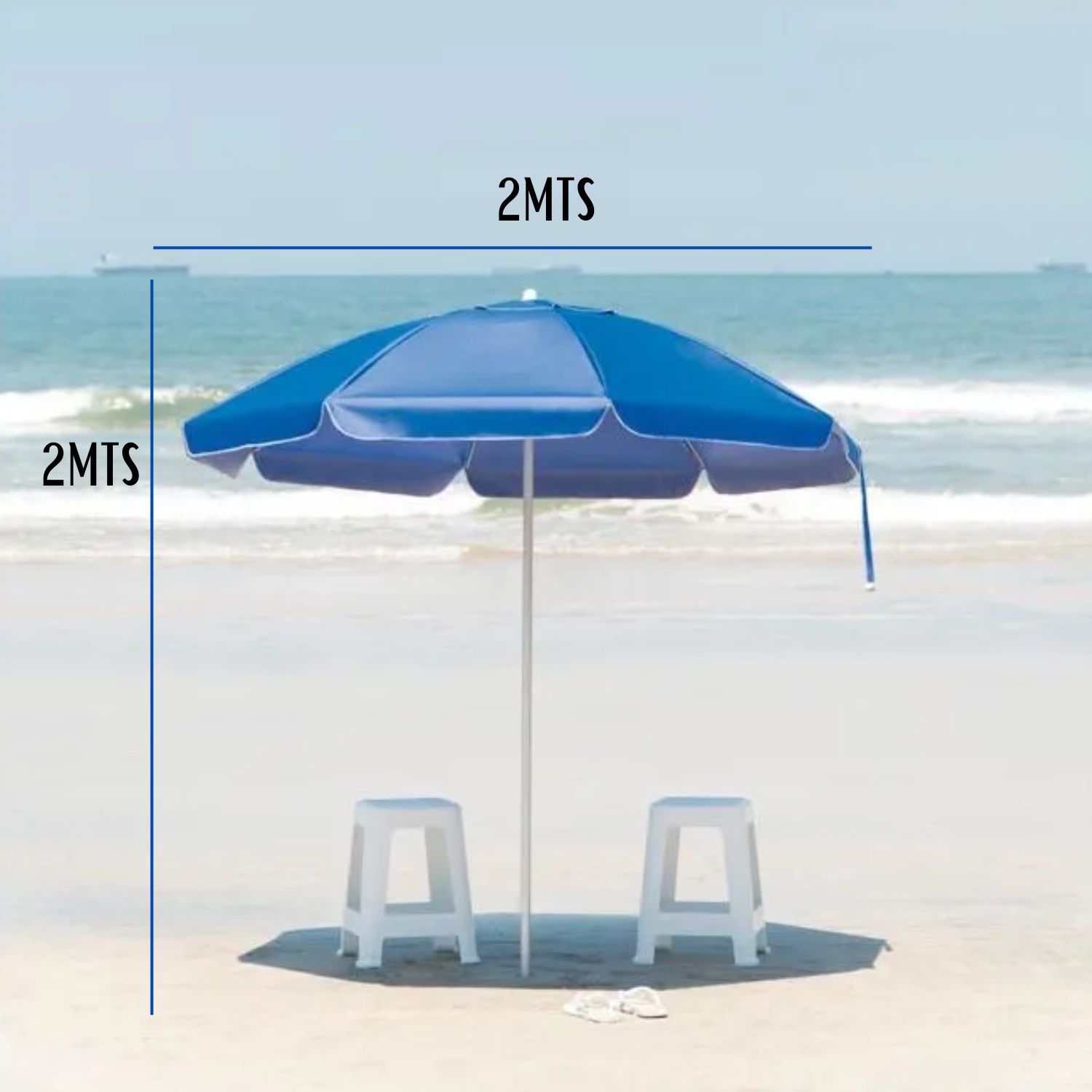 Guarda Sol 2 Metros Grande Praia Piscina Verão Pesca Mor Premium Azul ...