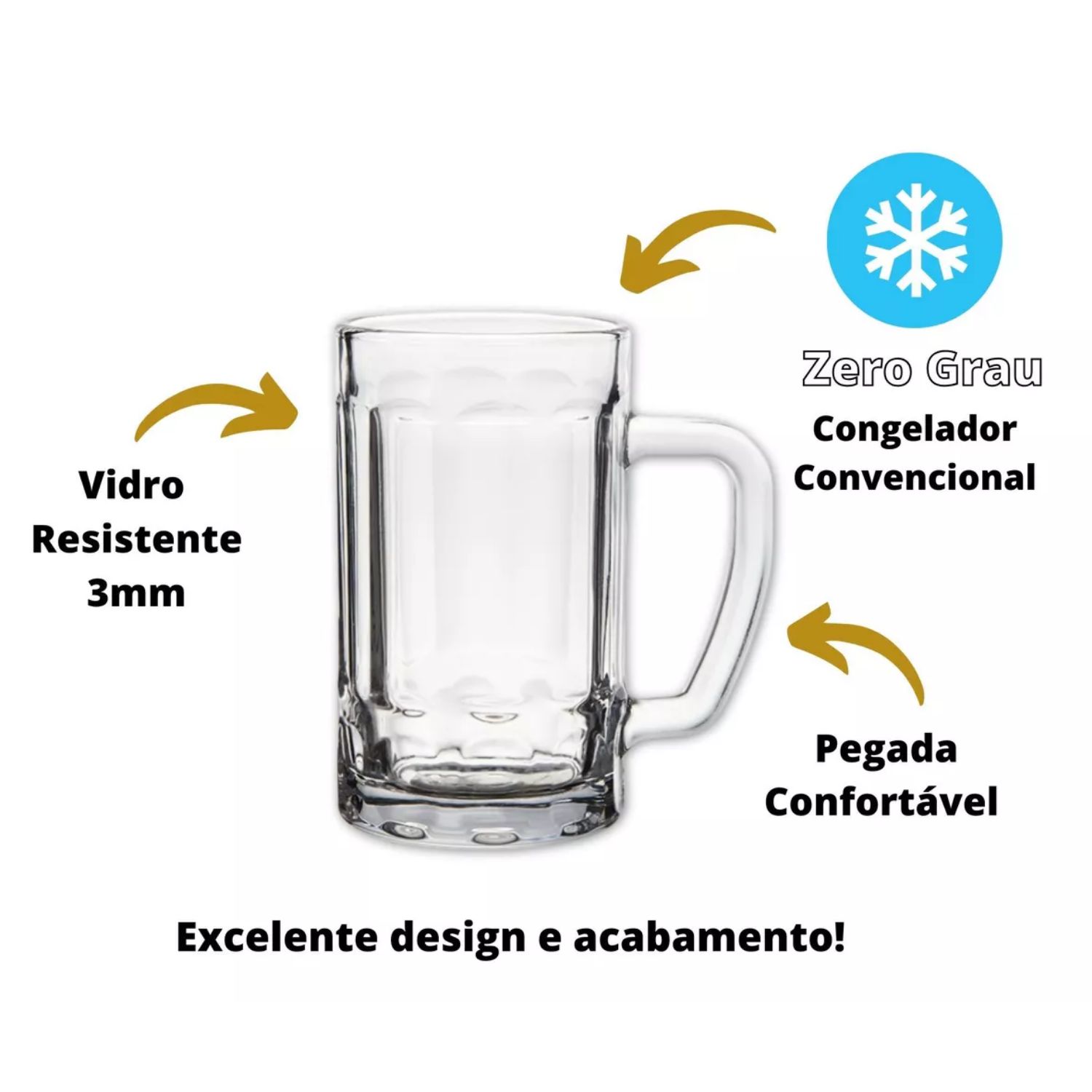 Caneca Copo de Chopp Cerveja de Vidro 390ml Bar Resistente - Magazine Gerais