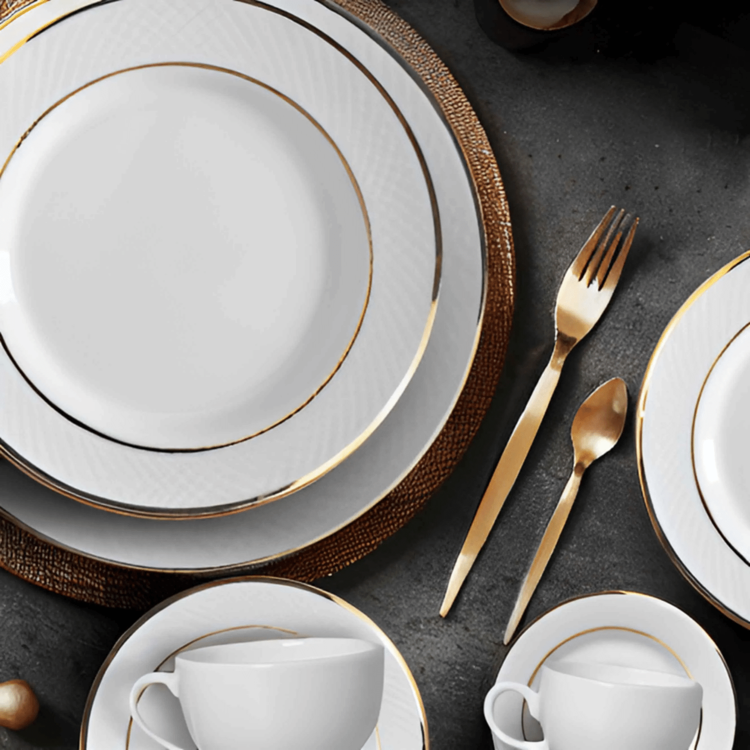 Jogo de Pratos Aparelho Jantar Kit 12 Peças Alleanza Luxo Borda Dourada ...