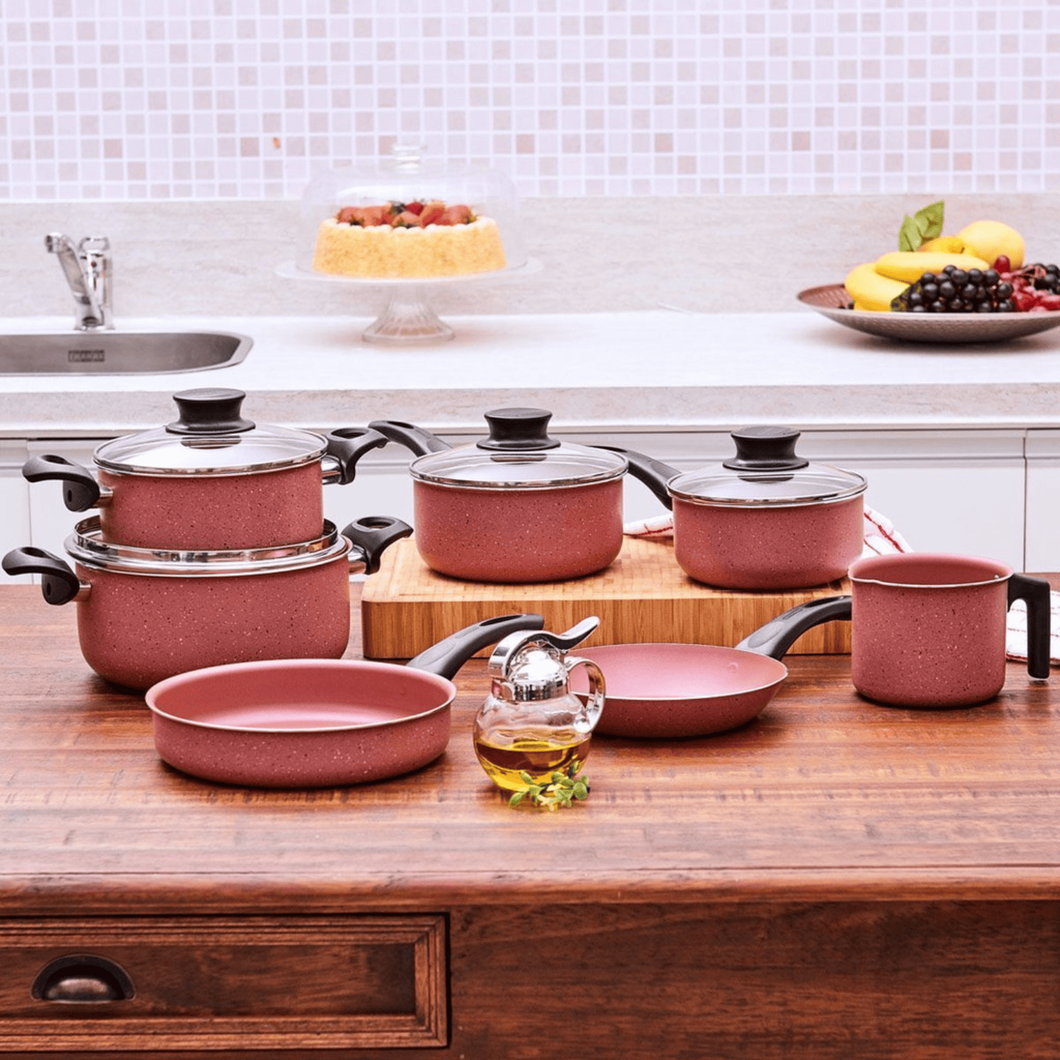 Jogo de Panelas Tramontina Antiaderente Kit 10 Peças Conjunto Linz ...