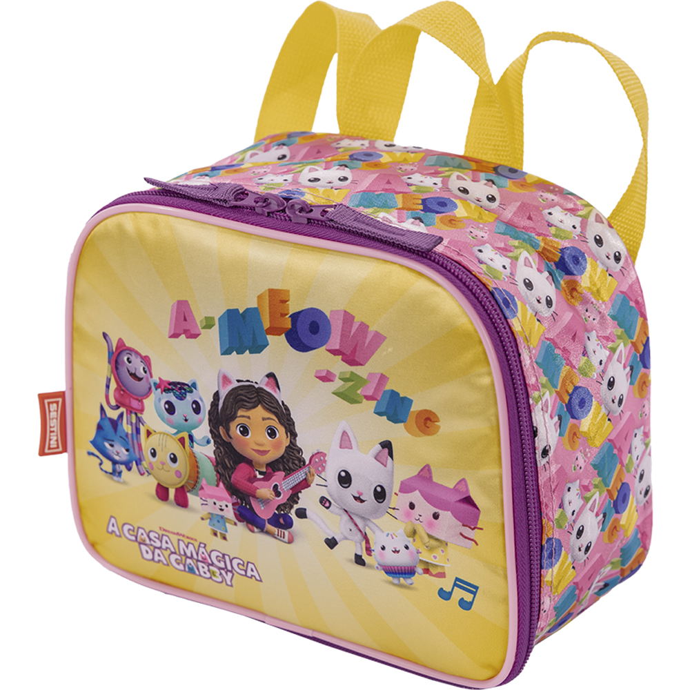 Lancheira Escolar Sestini Gabby M Plus Meow Colorido - Nuvem de Algodão
