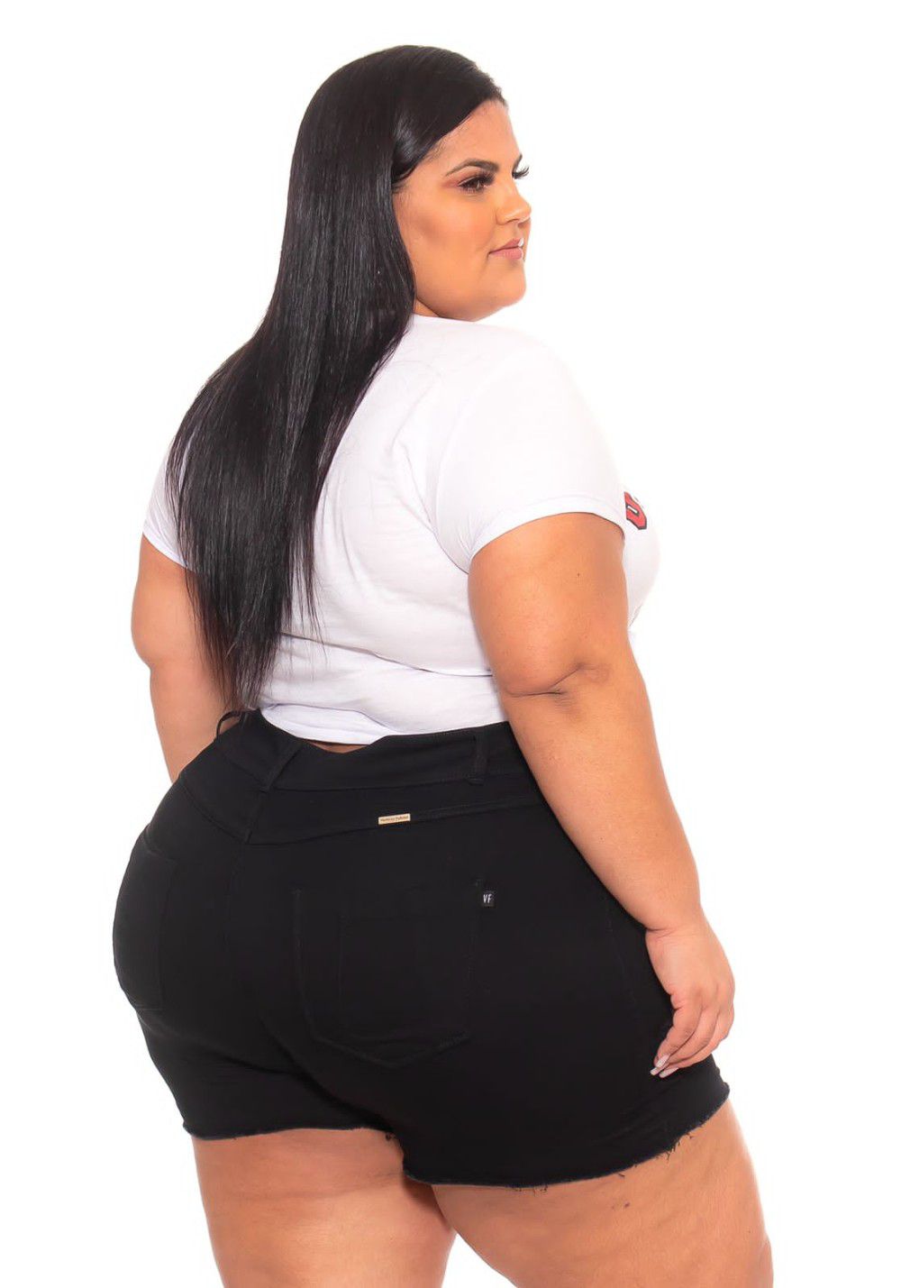 Shorts Jeans Victória Falcão Plus Size Vassia Preto - Ane Jeans - 13 Anos