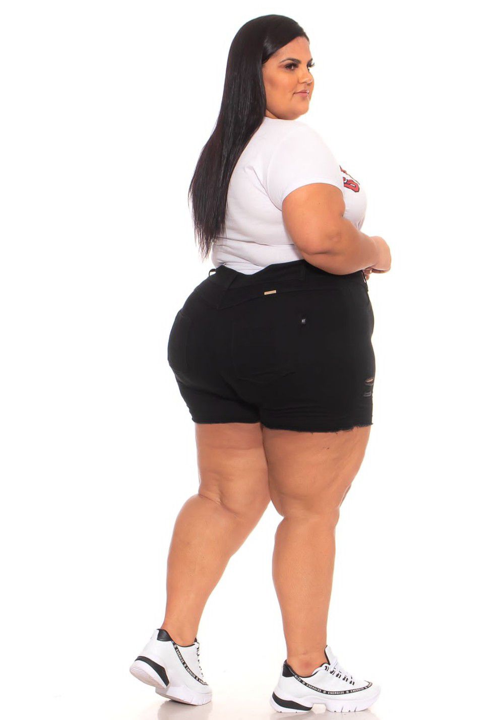 Shorts Jeans Victória Falcão Plus Size Vassia Preto - Ane Jeans - 13 Anos