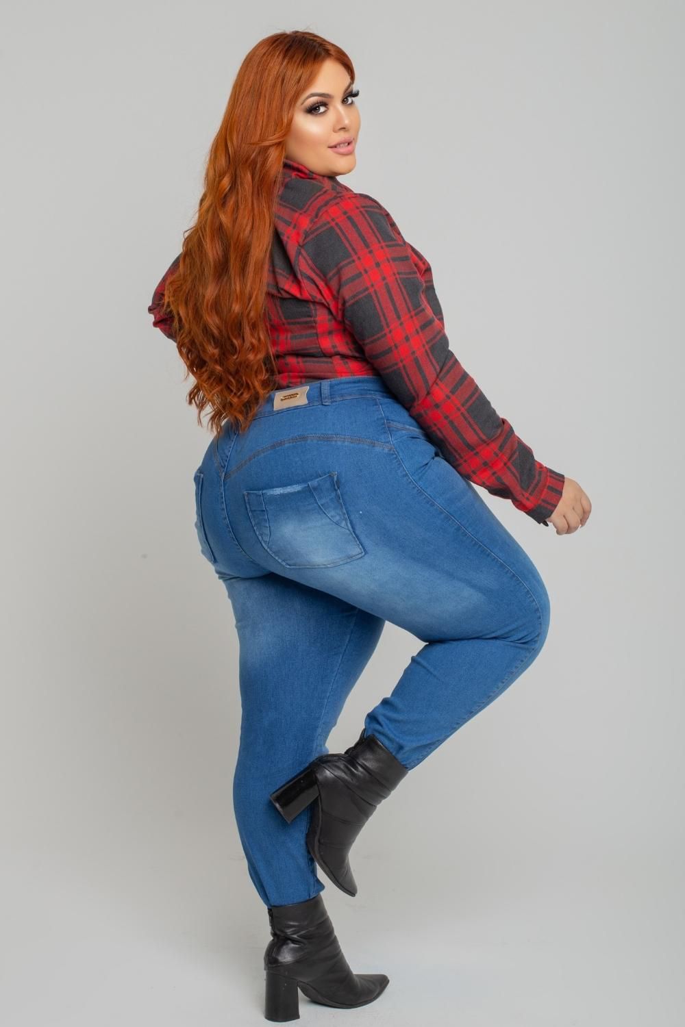 Calça Jeans Victória Falcão Plus Size Skinny Tisolandia Azul - Ane ...