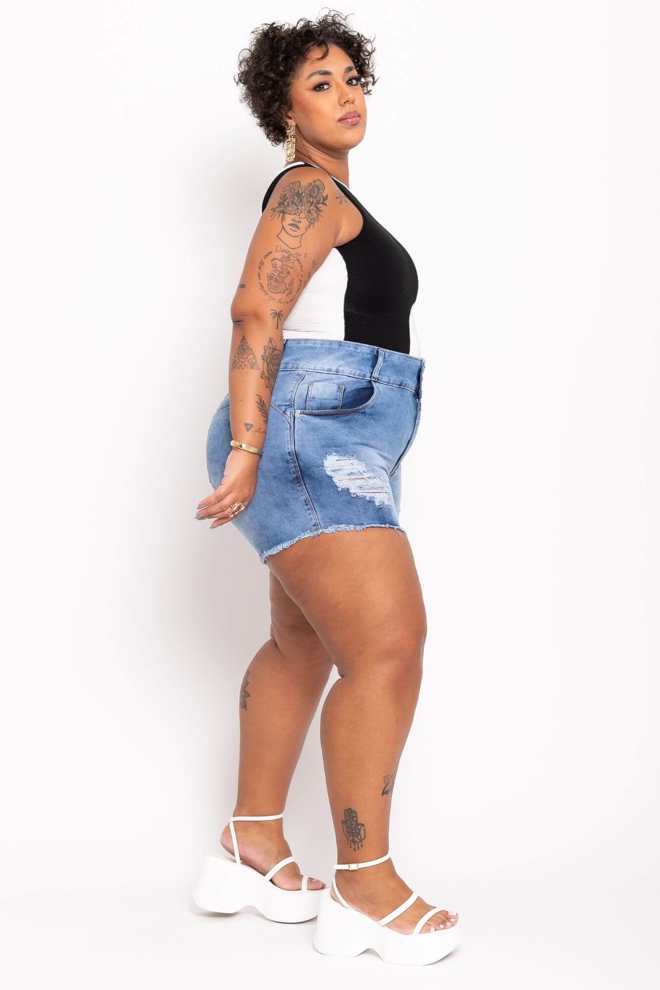 Shorts Jeans Curto Ane Plus Size Skarlleth Azul - Ane Jeans - 12 Anos